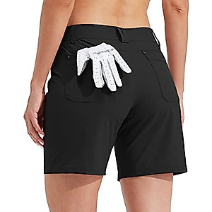 Willit Women's Golf Hiking Shorts 7" Quick Dry Athletic Shorts Casual Summer Shorts with Pockets Water Resistant Black 6