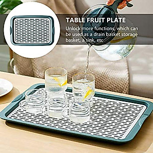HEMOTON Food Drain Tray Japanese Style Drinks Dishes Utensil Drainboard Drying Plate Plastic Drip Holder Storage Rack for Home Kitchen 29X19. 7CM