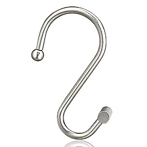 Nickel Shower Curtain Hooks,Rust Proof Shower Curtain Rings for Bathroom,T-Bar Metal Decorative Shower Curtain Hooks Hangers for Shower Curtain Rod,Set of 12