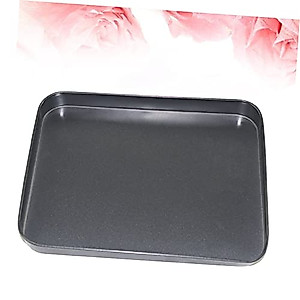 FURLOU Metal Serving Tray Accessory Tray Oven Roasting Pan Cookie Tray Black Cake Plates Cake Baking Tray Baking Pans Big Cake Brownie Baking Tools Bread Pan Black Non Stick Baking Tray Plate