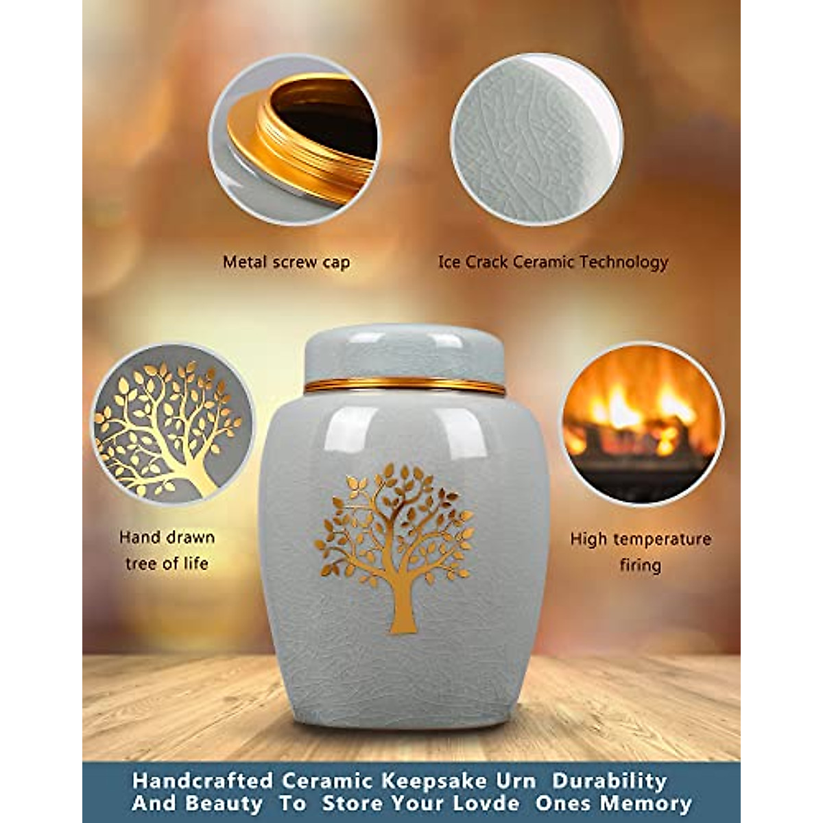 Medium Urns for Human Ashes,Beautiful Ceramic Tree of Life Cremation Urn,Keepsake Urns for Human Ashes,for Sharing Adult or Baby Urns for Ashes,Pet Urn.