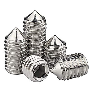 L-A 0.8mm Pitch M5x12mm 304 Stainless Steel Cone Point Hexagon Socket Grub Screws （100Pcs)
