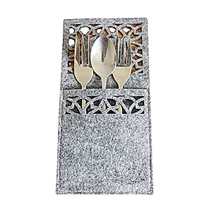 QXPDD Fabric Utensil Holders Silverware Cutlery Pouch Forks Bag Spoon Cover Decorative Table Supplies for Vintage Wedding Parties,Grey