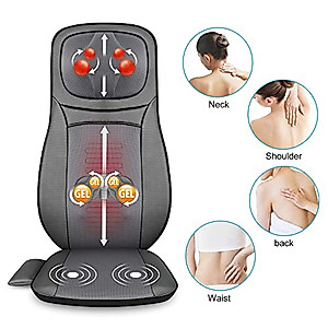 Snailax Shiatsu Full Back Massager with Heat, Chair Massager for Neck and Back Shoulders,Gel Modes Massage Cushion,Adjustable Height Massage Seat, Mothers Day Gifts for Mom,Dad