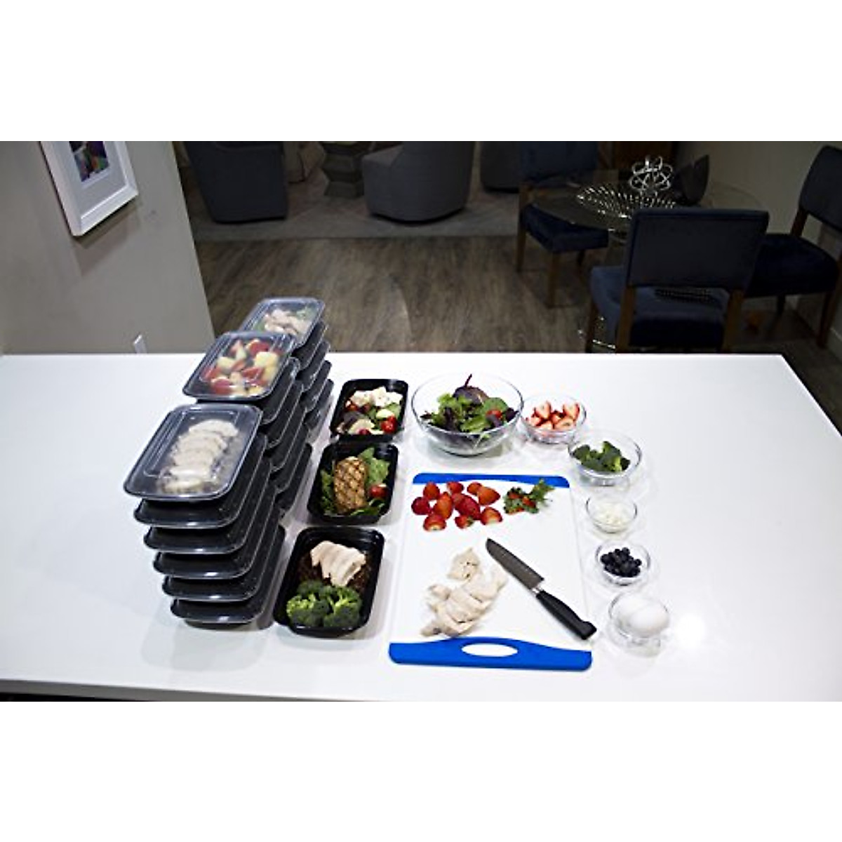 [20 Pack] 24 Oz. Meal Prep Containers BPA Free Plastic Reusable Food Storage Container Microwave & Dishwasher Safe w/Airtight Lid For Portion Control & Bento Box Lunch Box