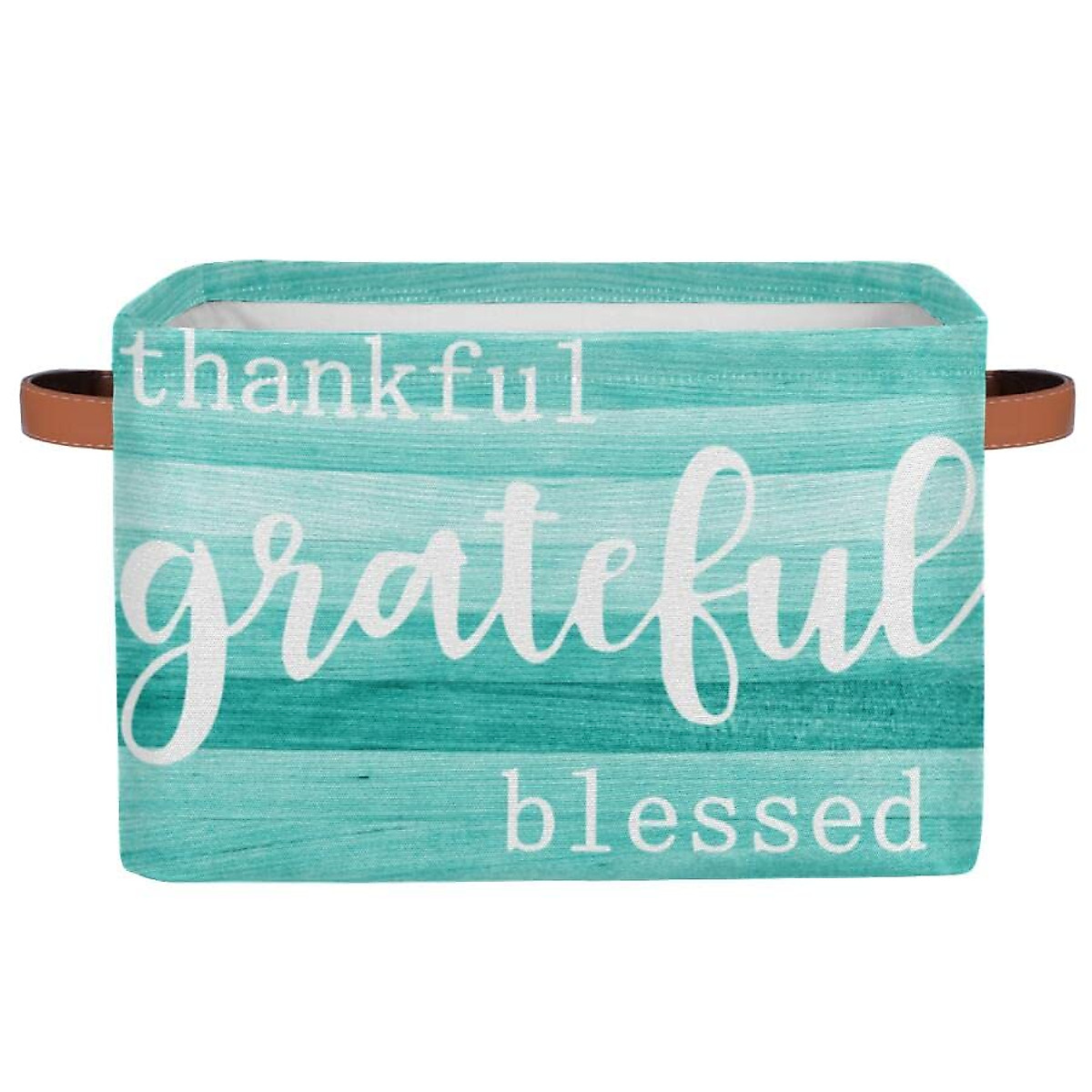 AUUXVA Teal Turquoise Green Wood Storage Bins Baskets Fabric Laundry Baskets, Storage Cube Boxes Organizer Bag Bin for Toy Organizing Book Storage Shelves Nursery Closet