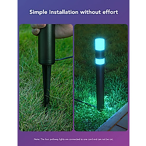 Govee Outdoor Pathway Lights, Patio Decorations, Smart Outdoor Lights with App Control, 250LM RGBIC Walkway Lights, IP65 Aluminum Landscape Lighting for Yard, Works with Alexa, Wired 4 Pack