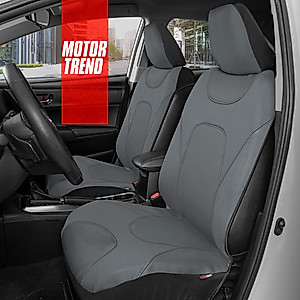 Motor Trend AquaShield Car Seat Covers for Front Seats, Solid Gray – Two-Tone Waterproof Seat Covers for Cars, Neoprene Front Seat Cover Set, Interior Covers for Auto Truck Van SUV