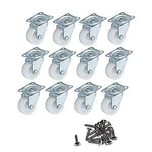 HOWDIA 1" Small Caster Wheels Swivel Casters Trolley Wheels for Furniture Project Cart, Industrial Casters Single Wheel with Rubber Base Ball Bearing Heavy Duty(12 Pack)