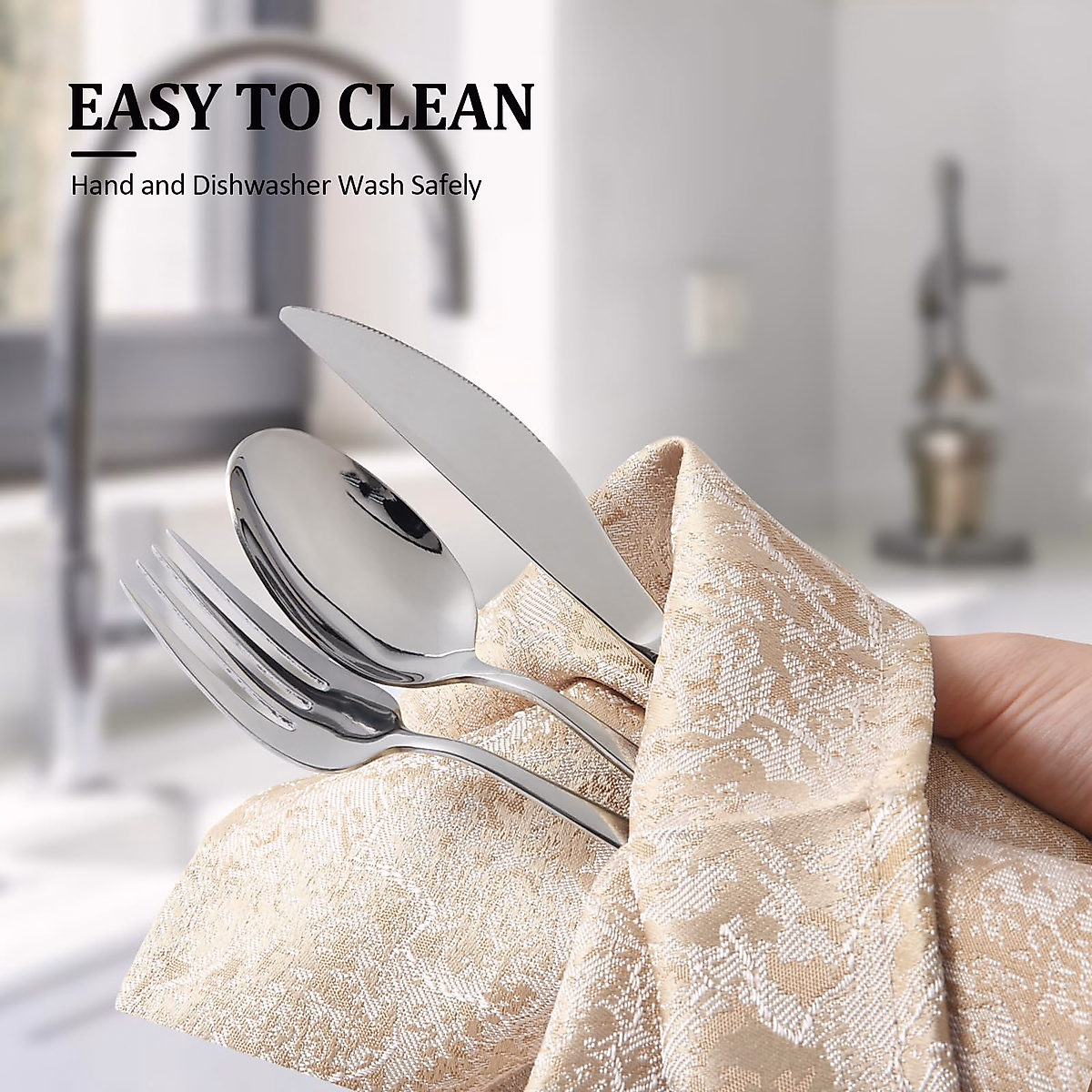 Lorena 20-Piece Stainless Steel Silverware Flatware Cutlery Set, Service for 4, Eclipse