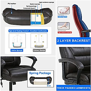 Big and Tall 500lbs Office Chair, Ergonomic Desk Chair,Wide Seat PU Leather Executive Chair with Lumbar Support,High Back Computer Chair,Swivel Task Chair for Heavy People Women,Brown