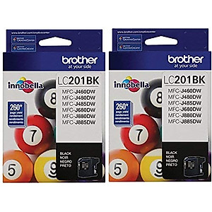 Brother LC-201BK Ink Cartridge (Black 2-pack) in Retail Packaging
