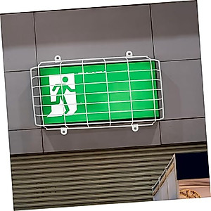 PHENOFICE 2pcs School Evacuation Sign Emergency Sign Covers Exit Sign Light Covers Wire Exit Sign Cage Emergency Light Exit Sign Wire Guard Light Switch Covers Guard LED Exit Sign Iron White