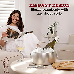 Gusto Nostro 4.1L Insulated Ice Bucket with Lid and Tongs, Double Wall Stainless Steel Ice Bucket Large, BPA Free Ice Bucket for Cocktail Bar, Keeps Champagne, Wine, Beer Chill for Parties