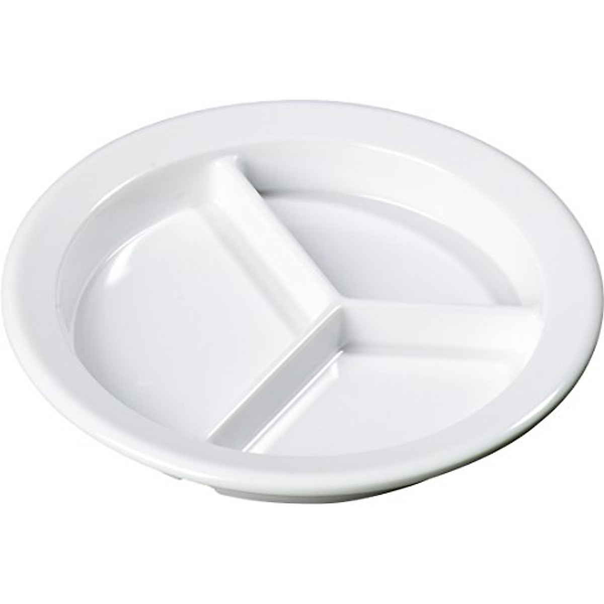 Carlisle FoodService Products 4351602-E Melamine 3-Compartment Deep Plate, 9", White
