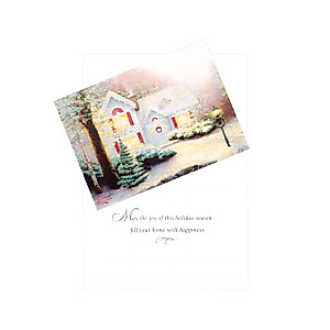 Hallmark Thomas Kinkade Boxed Christmas Cards Assortment, Snowy Houses (40 Cards with Envelopes and Foil Seals)