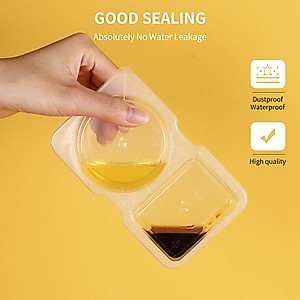 CJT Double Compartment Condiment Containers with Lids, New Disposable 2 Compartment Snack Containers, Portion Cups Reusable Plastic Snack Container for to-go Sauce, Sampling, Travel Snack-24PCS