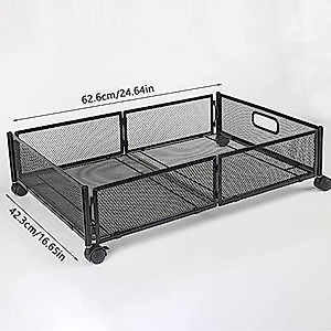 OXBZKMY Under Bed Clothing Storage with Wheels, Foldable Under Bed Shoe Storage Organizer Drawers, Under the Bed Storage Rolling Cart for Bedroom Clothes Shoes Blankets