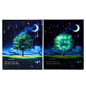 Dohwa blingco Worry Tree LED Lighted Wall Art With Timer 15.7" x 19.6" Home Decor Anxiety Relief Item Meditation Accessories