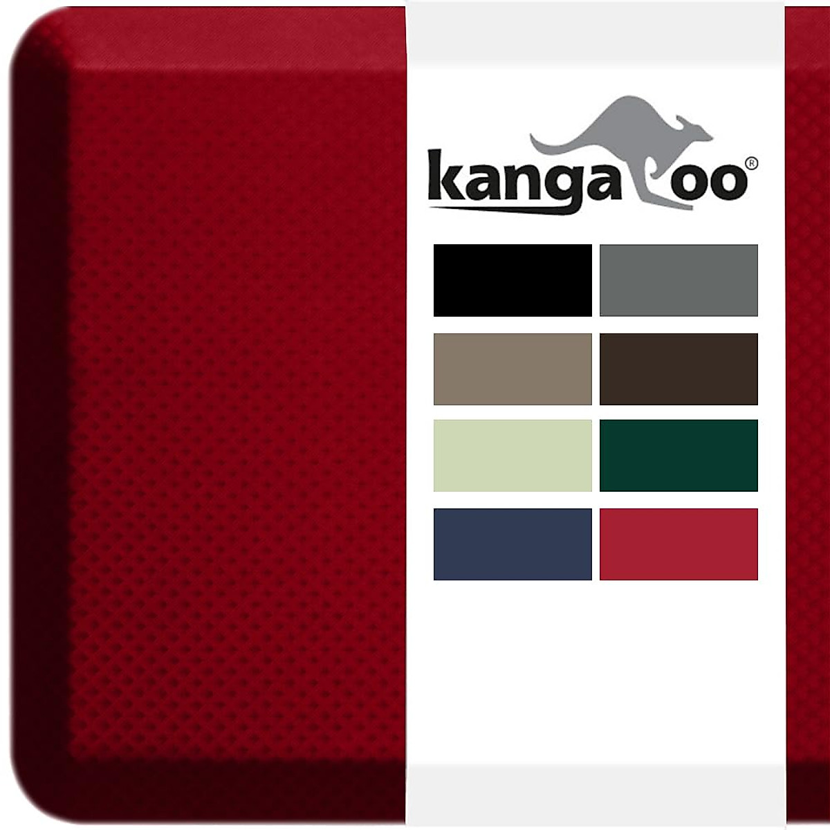 KANGAROO Thick Ergonomic Anti Fatigue Mats for Kitchen Floor, Cushioned Standing Office Desk Mat, Waterproof Scratch Resistant Topside, Supportive All Day Comfort Padded Foam Rugs, 17x24, Red
