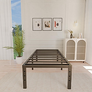 ALDRICH 18 Inch Metal Twin Bed Frame - Black Basic Steel Slats Platform, Easy Assembly Heavy Duty Noise Free Bedframes, No Box Spring Needed