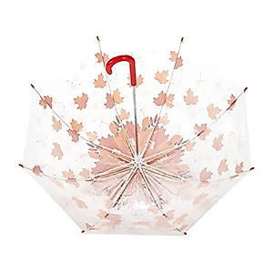 Amazon Basics Kids Clear Round Bubble Umbrella, 26.5 inches, Maple Leaf