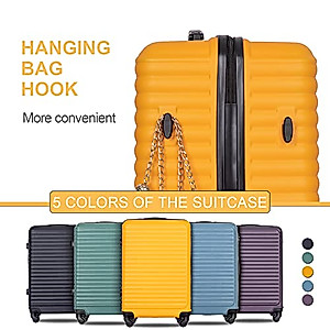 Tripcomp Luggage Sets Wear-Resistance Hardside Lightweight Suitcase Double Spinner Wheels, TSA Lock,Two Hooks, Scratch-resistant Carry-on,3 Piece Set(20inch 24inch 28inch) (Orange-085)