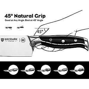 BRODARK Kitchen Knife Set with Block, Full Tang 15 Pcs Professional Chef Knife Set with Knife Sharpener, NSF (Food Safe) German Stainless Steel Knife Block Set, Steel-king Series with Gift Box