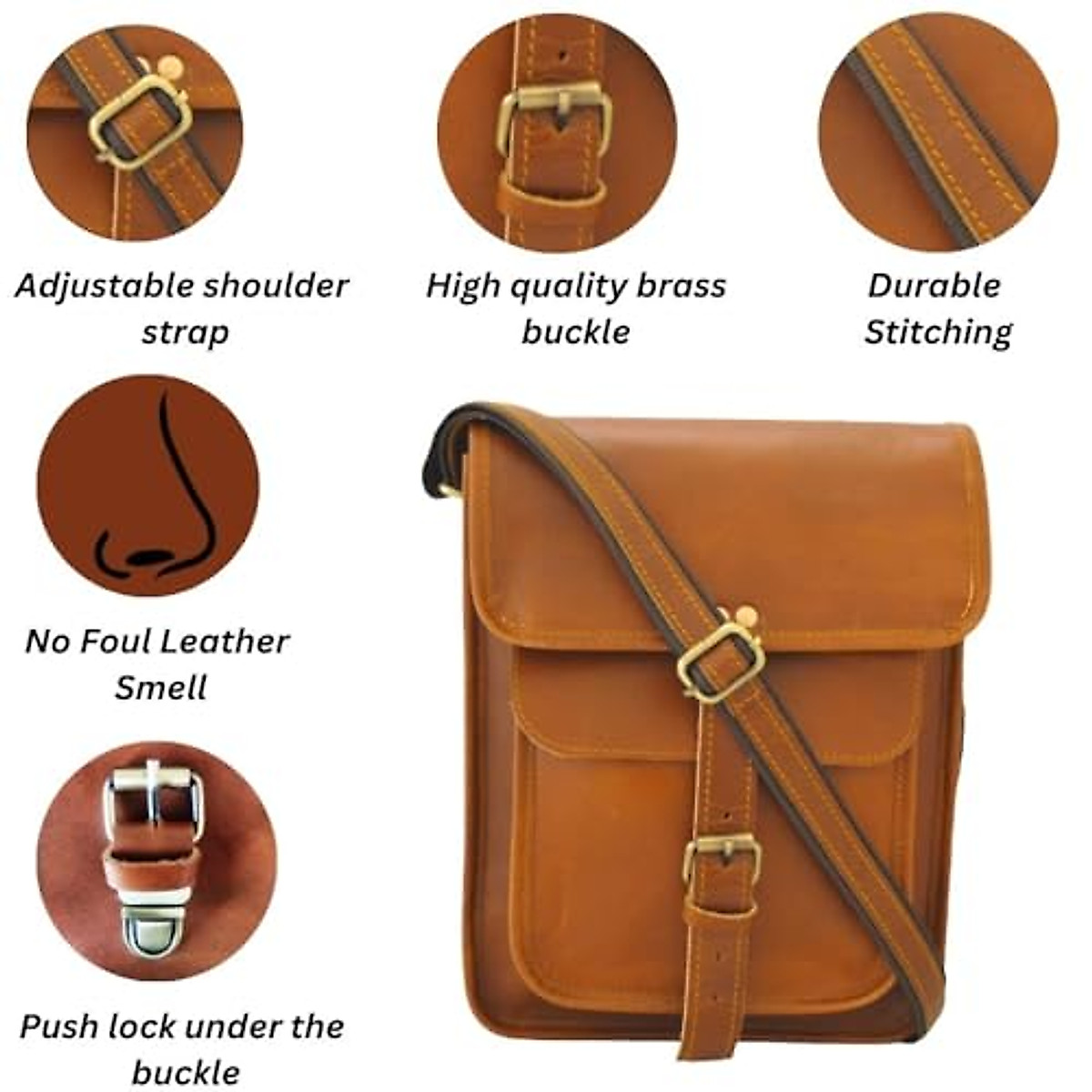 Satchel And Fable Leather I Pad Messenger Tablet Cross Body Shoulder Bag 11 Inch
