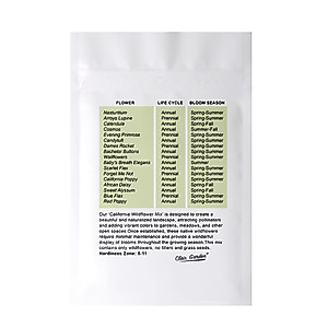 California Wildflower Mix - 10,000 Seeds - 17 Varieties - No Fillers, Open Pollinated and Non GMO, Perennial and Annual Garden Flowers, Attracts Bees and Butterflies