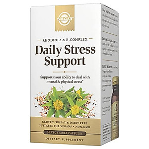 Solgar Daily Stress Support, 30 Vegetable Capsules – Build Resistance to Stress & Mental Fatigue – Support Ability to Stay Calm – Contains Clinically-Studied Rhodiola & B-Complex, Non-GMO, 30 servings