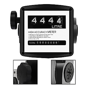 Fuel Flow Meter 1 Inch Gauge 3 Digital for Diesel Tank Transfer Pump Counter ±1% High Accuracy 32 GPM 142 PSI Gas Oil Flowmeters 20-120 LPM