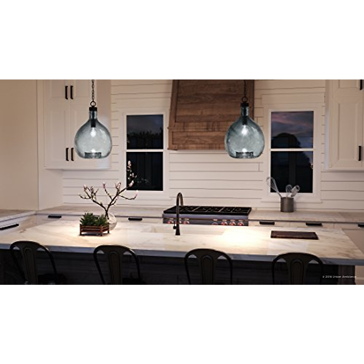 Urban Ambiance Luxury Modern Farmhouse Pendant Light, Medium Size: 20.375" H x 13" W, with Mediterranean Style Elements, Olde Bronze Finish, UHP2771 from The Hobart Collection