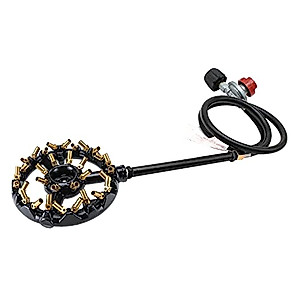 skyehomo Natural Gas Jet Burner for Chinese Wok Range, Grilling, Stir Fry | Bronze Round Nozzle Jet Burner Cast Iron with 32 Brass Tips - Up 160,000 BTU