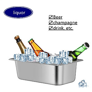 Ice Buckets for Parties,Wine Beer Champagne Bucket,Stainless Steel Ice Cube Bin (Medium)