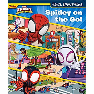 Marvel Spider-man Spidey and his Amazing Friends – Spidey on the Go! First Look and Find Activity Book and Spidey Plush Toy Gift Set – PI Kids