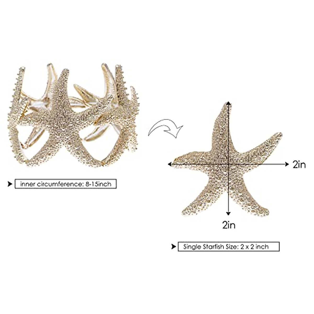 Alilang Womens Shiny Textured Starfish Stretch Bangle Cuff Statement Bracelet, Gold