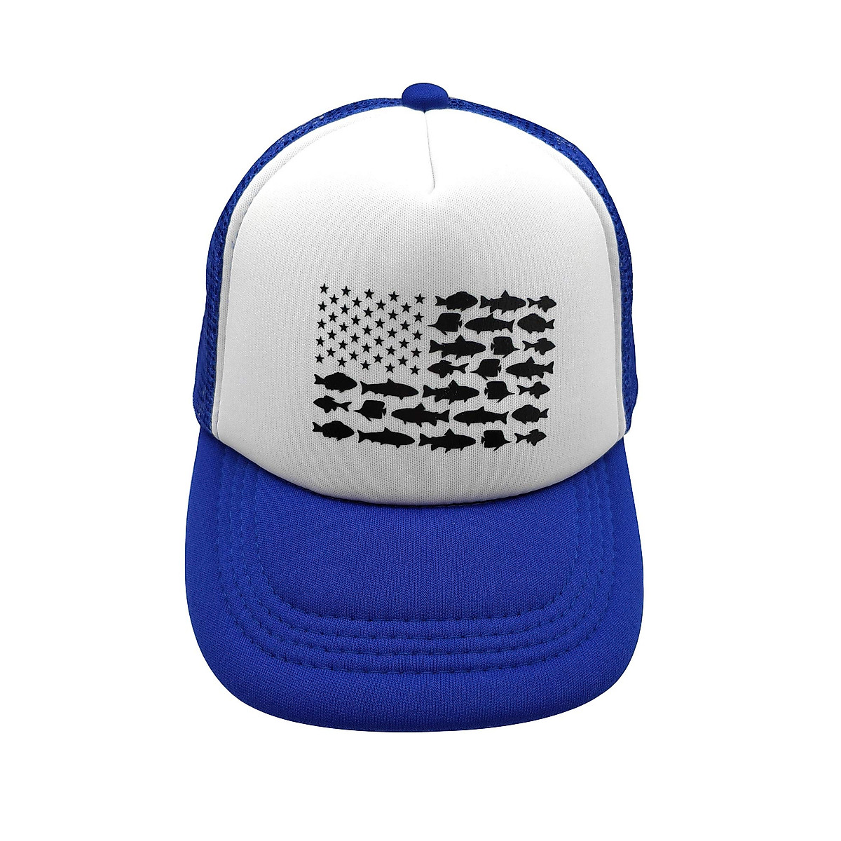 Waldeal Boys' Printing Fishing Flag Trucker Hat Kids Adjustable Snapback Cap Blue