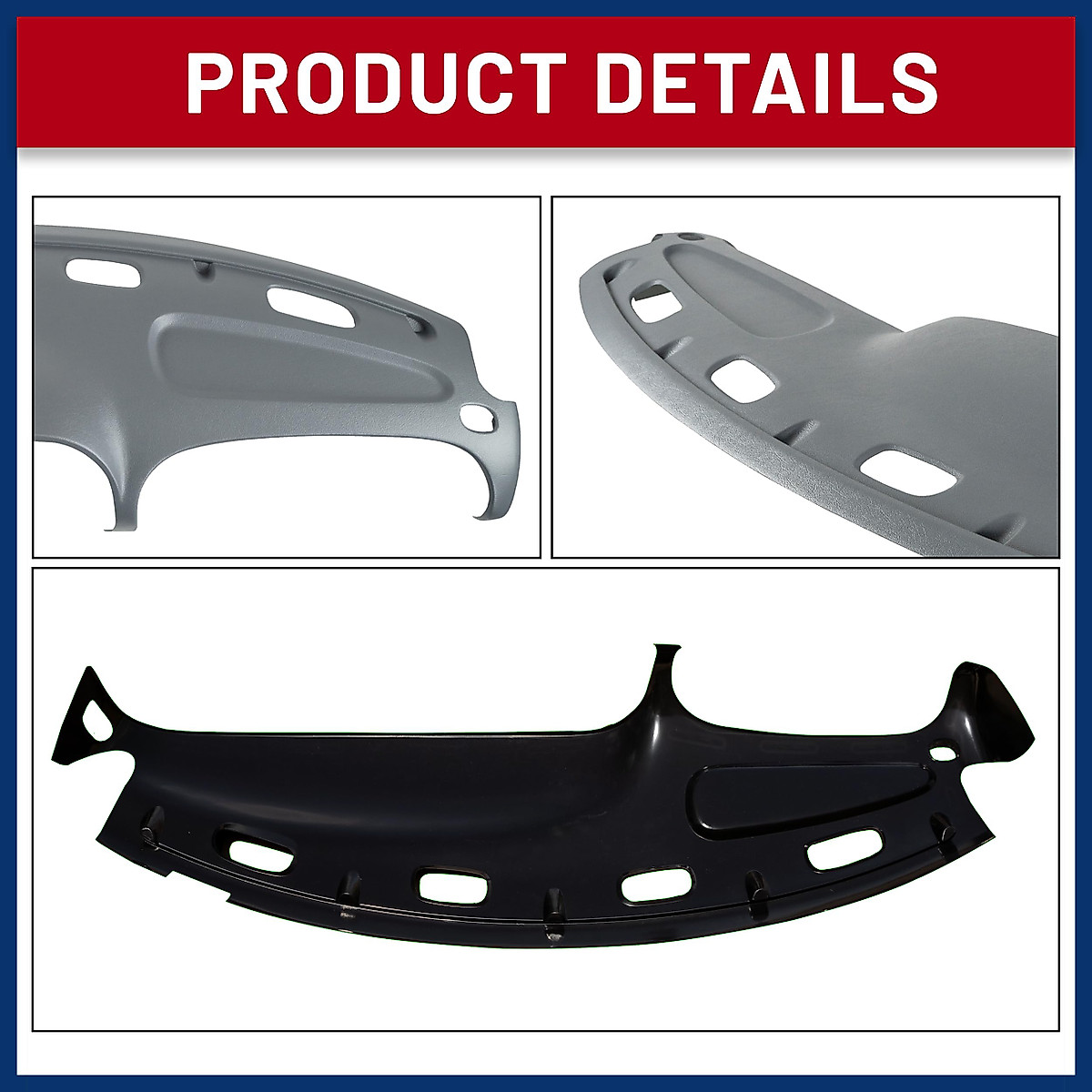 DashSkin American Made (NOT Made in China!) Molded Dash Cover Cap Compatible with 1998 1999 2000 2001 Dodge Ram 1500 (98-02 Ram 2500/3500) in Mist Grey