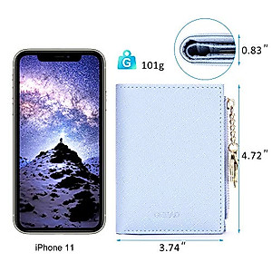 FEITH&FELLY Small Bifold Wallet for Women Zipper Coin Purse Credit Card Holder