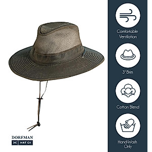 Dorfman Pacific Co. Men's Weathered Cotton Big Brim with Mesh, Brown, Large
