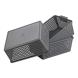 Gloreen Grey Plastic Weave Basket, Multipurpose Storage Basket For Organizer, 3 Packs