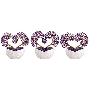 Jovivi Amethyst Crystal Heart Money Tree Healing Gemstone Bonsai Tree for Wedding Ceremony Reiki Balancing Energy Meditation Feng Shui Wealth & Good Luck Home Indoor Office Decor 7.87"-8.26"