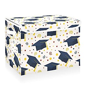 CaTaKu Cartoon Dots Colorful Storage Bins with Lids and Handles, Fabric Large Storage Container Cube Basket with Lid Decorative Storage Boxes for Organizing Clothes