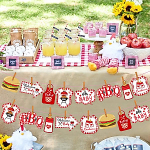 Kreatwow BBQ Baby Shower Centerpieces Baby Q Shower Decorations BBQ Table Toppers for Picnic Party Summer Barbecue Party Supplies 24 Pcs