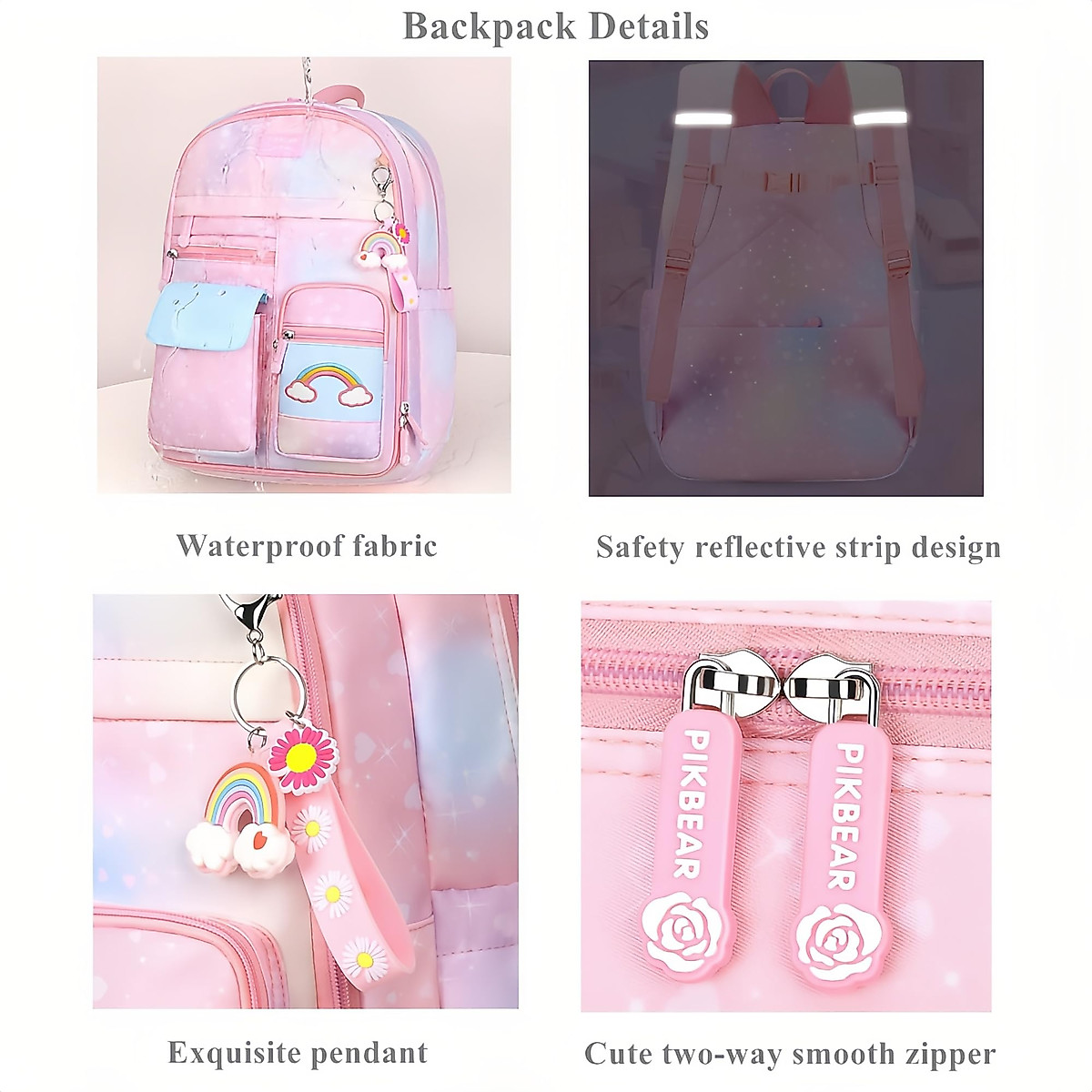 Girls Backpack, Kids Backpacks for Girls, Cute Gradient Kids Bookbags with Compartments Elementary School Bag for Teens