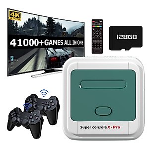 Kinhank Retro Video Game Consoles,Super Console X Pro Built-in 41,000+ Games,Compatible with 52+ Emulators,Gaming System for 4K TV HD/AV Output,WiFi/LAN,with Dual 2.4G Wireless Gamepads