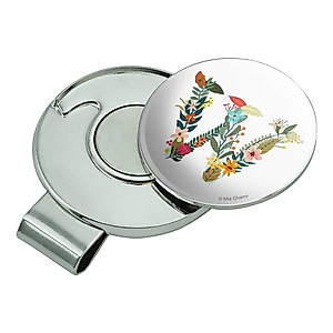 GRAPHICS & MORE Letter W Floral Monogram Initial Golf Hat Clip with Magnetic Ball Marker