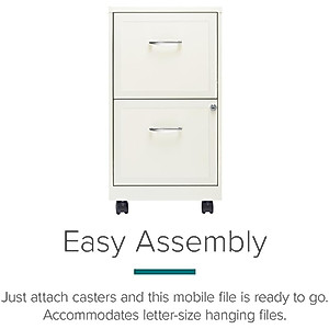 Scranton & Co 2 Drawer Steel Mobile File Cabinet in Pure White