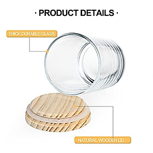 SHOWIN 16 Pcs 6 OZ Thick Candle Jars with Wood Lids, Clear Empty Jars for Making Candles, Spice Jars, Sample Container - Dishwasher Safe